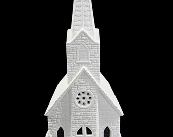 Large Ceramic Light up Church, Christmas Church, Churches, Ceramic ...
