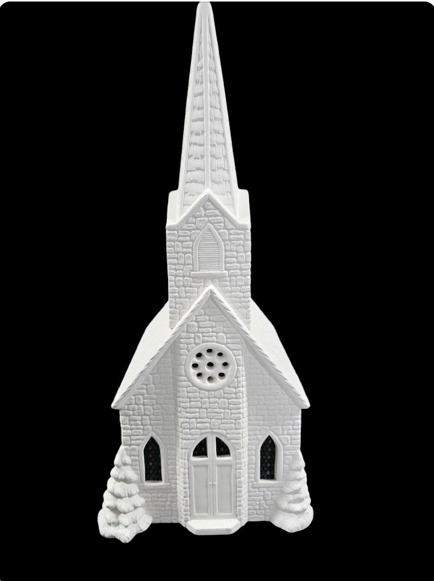 White Light-up Musical Church - Etsy