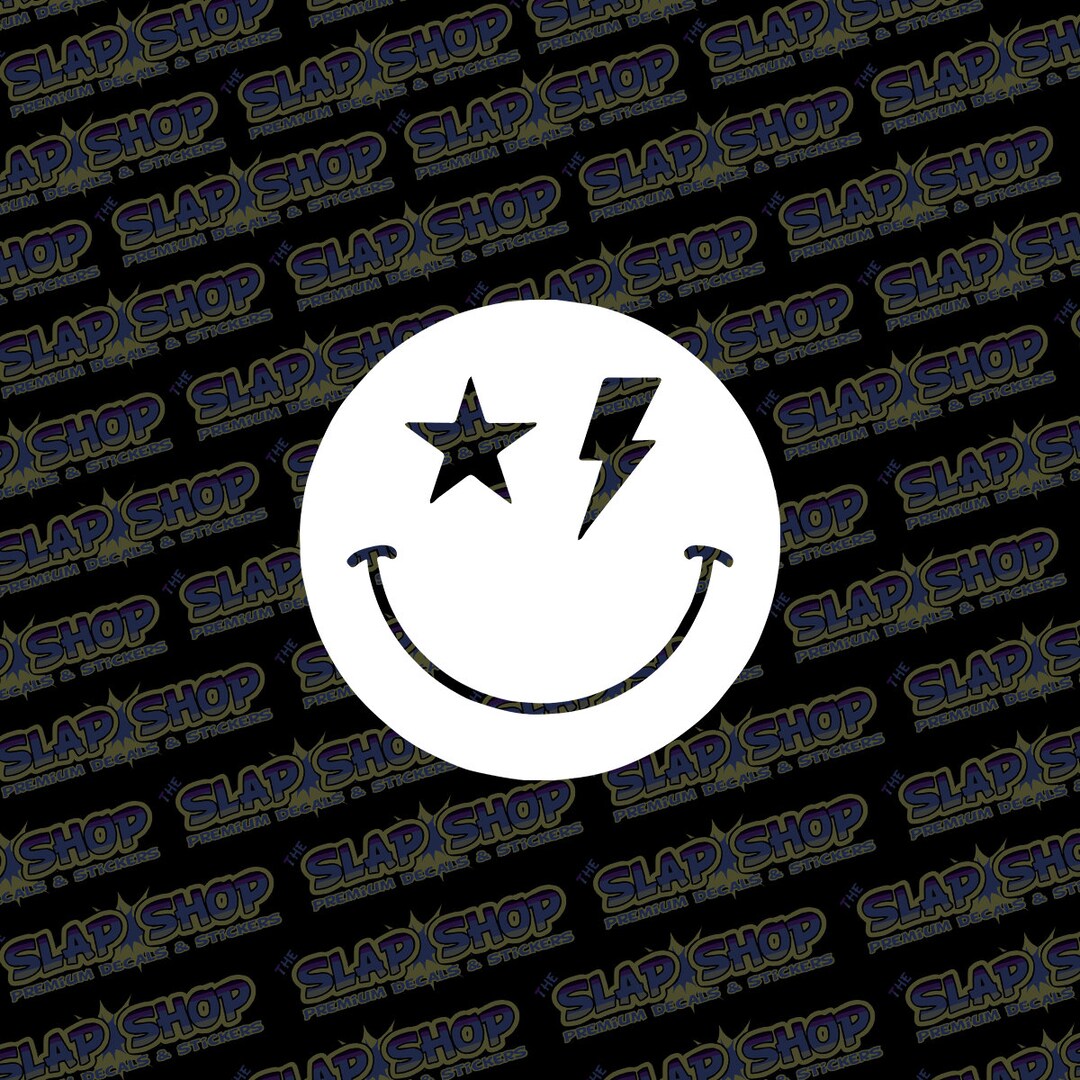 Bolt Smiley Face Funny Vinyl Decal - Stickers - Click to Explore Colors ...