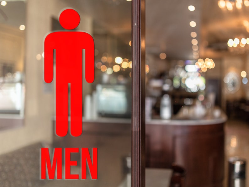 Men’s Restroom Vinyl Decal – Bathroom Door Sticker – Office Business ...