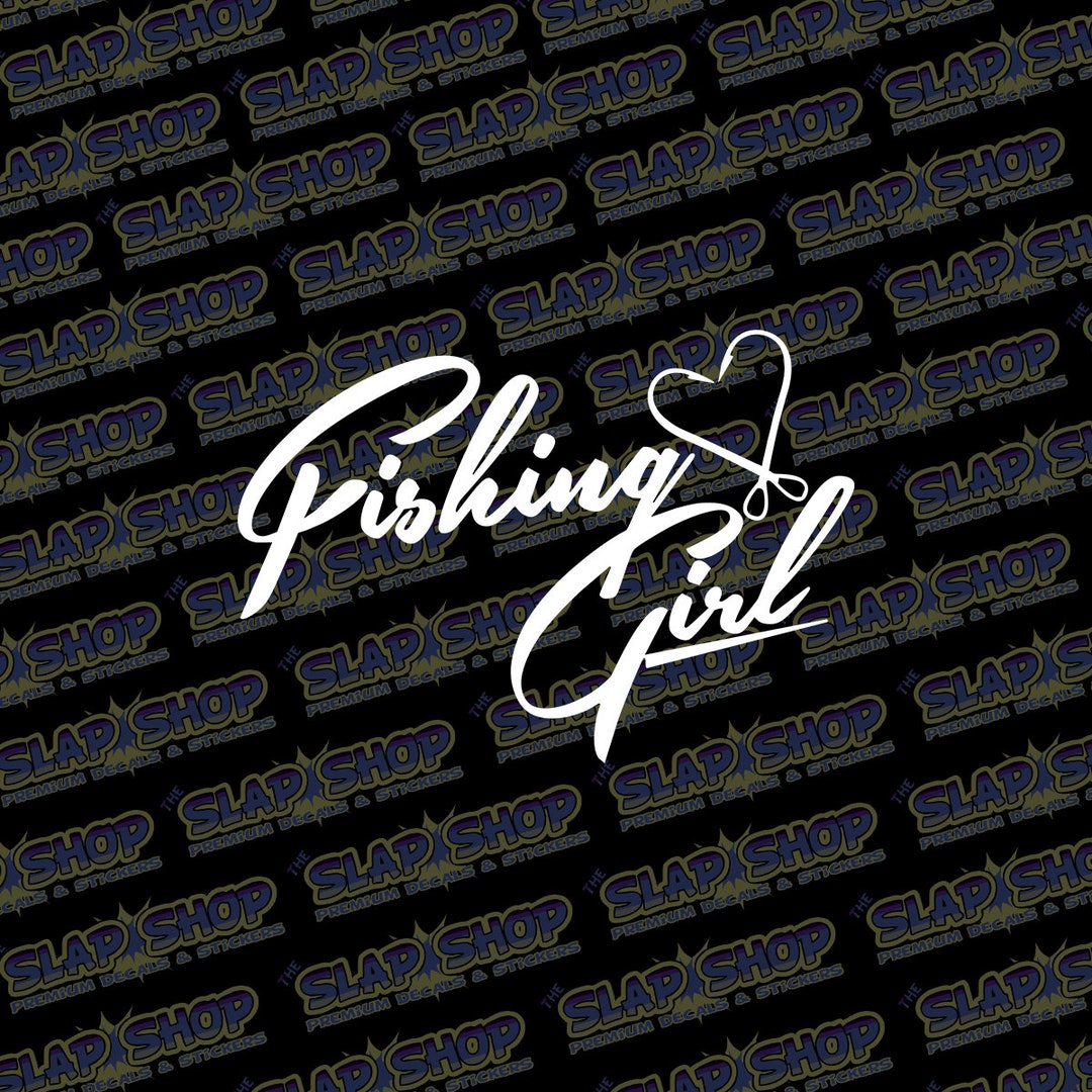 Fishing Girl Vinyl Decal | Cute Outdoors Sticker for Car, Truck, Laptop ...