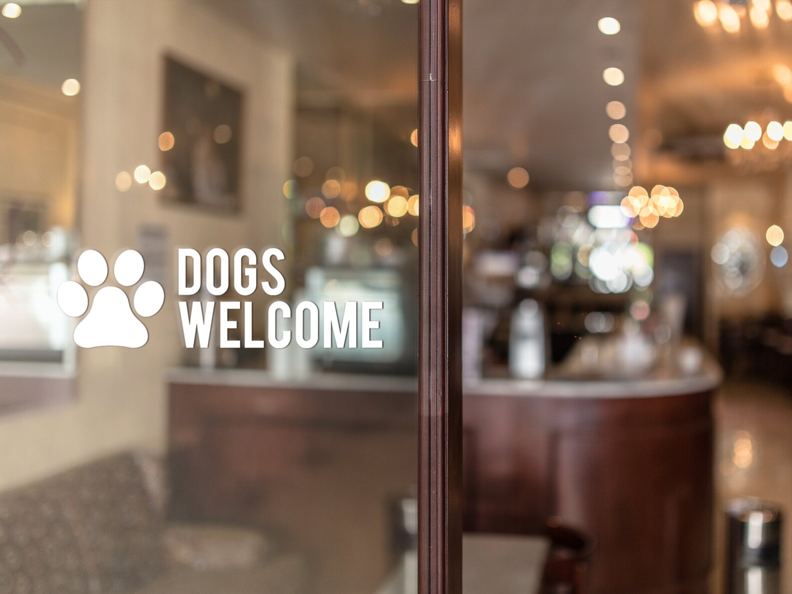 Dogs Welcome Vinyl Decal – Pet Friendly Business Door Sticker – Cafe ...