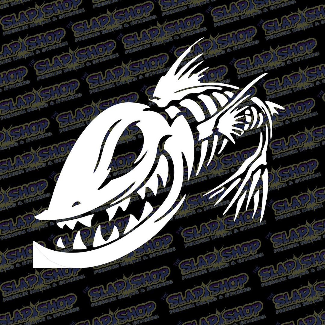 Angry Bone Fish Die Cut Vinyl Decal for Car, Truck, Laptop, Window's ...