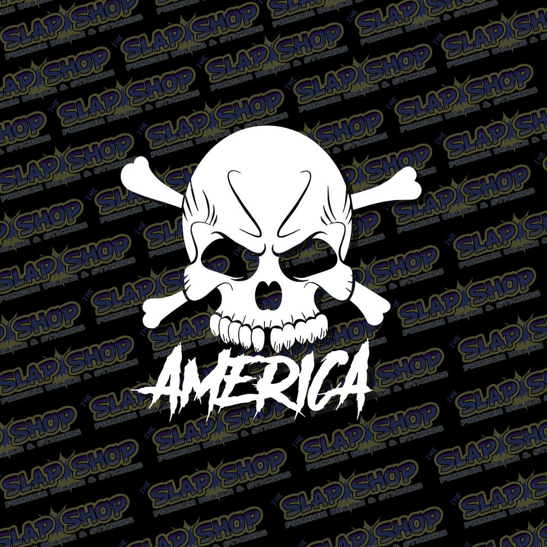 USA Skull & Crossbones Vinyl Decal – Patriotic Car and Laptop Sticker ...