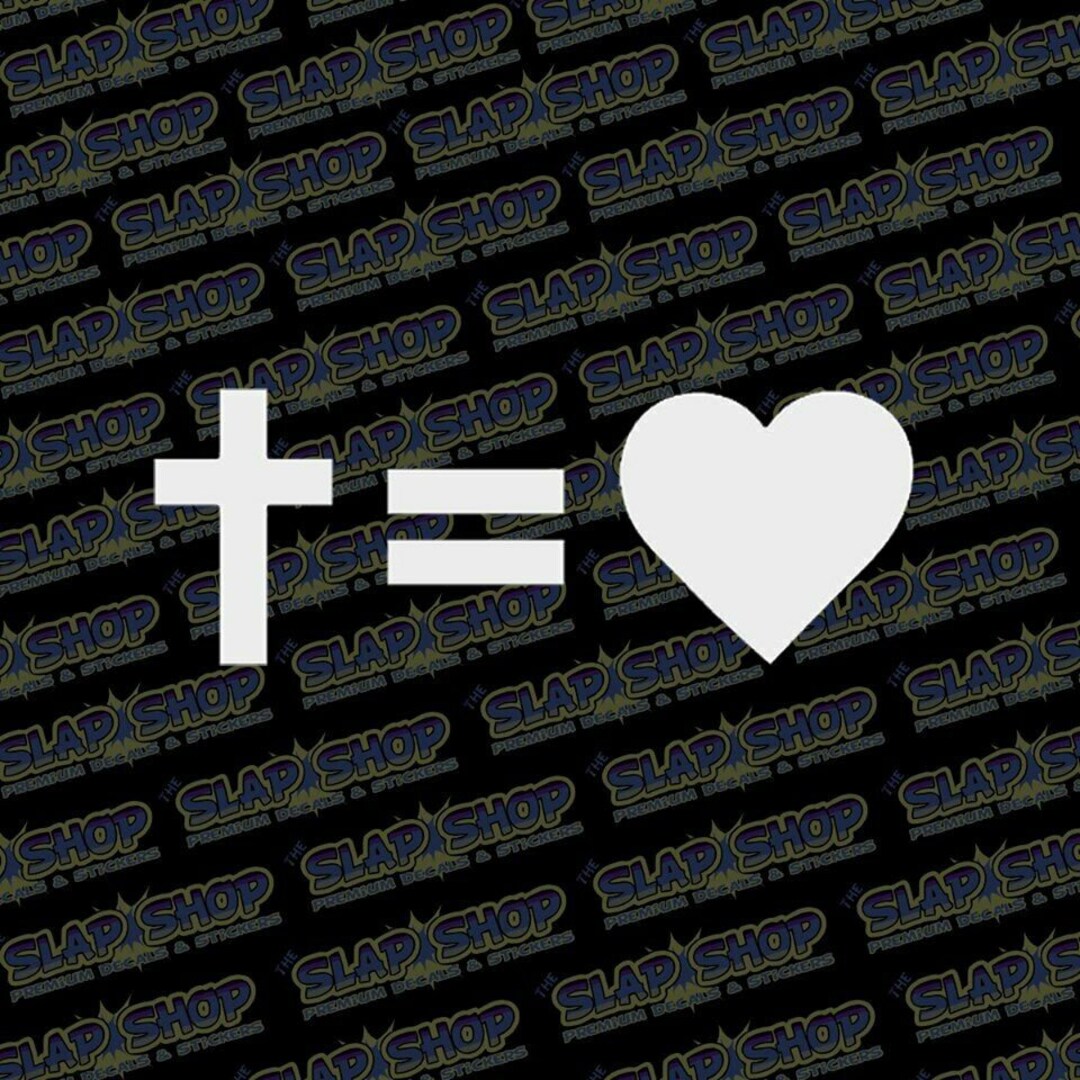Christian Vinyl Decal | Cross = Heart Design | Religious Car Sticker ...
