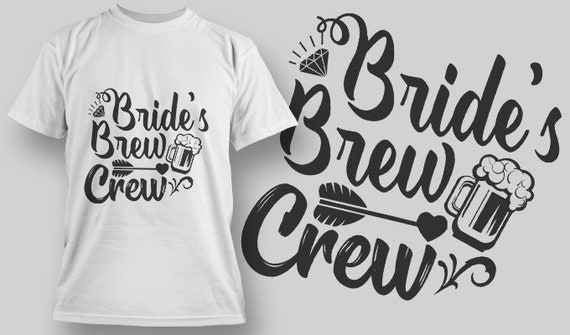 Bride Brew Crew Digital Art Wedding Typography Bachelorette | Etsy