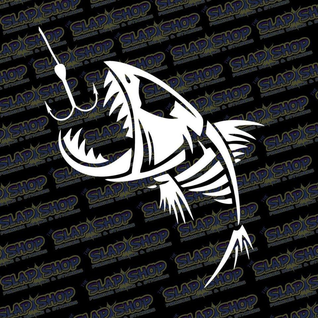 Hooked Bone Fish Vinyl Decal | Hunting, Fishing Sticker - Etsy