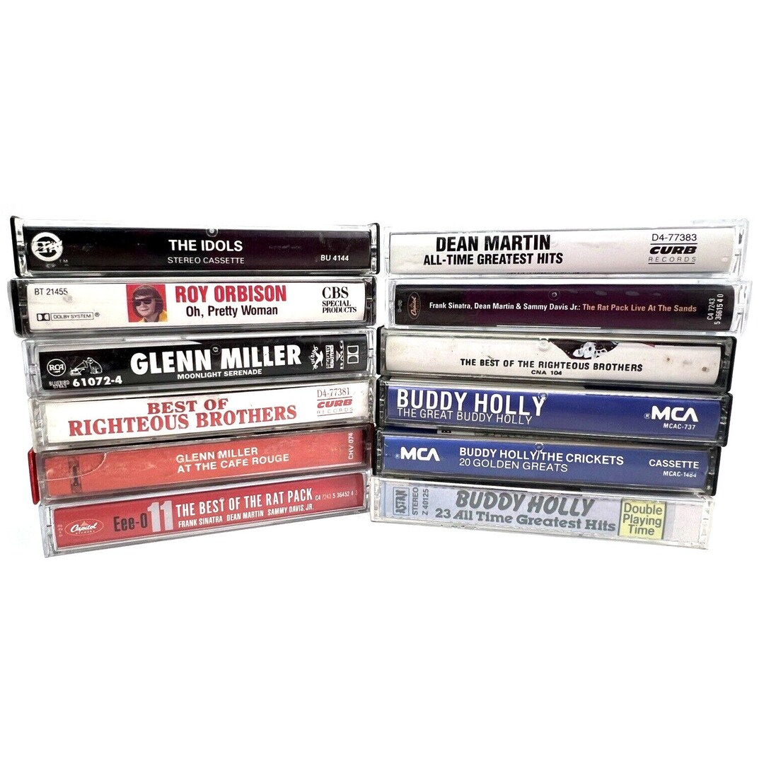 12 Cassette Tapes: 50s/60s Buddy Holly/roy Orbison/dean Martin/rat Pack ...