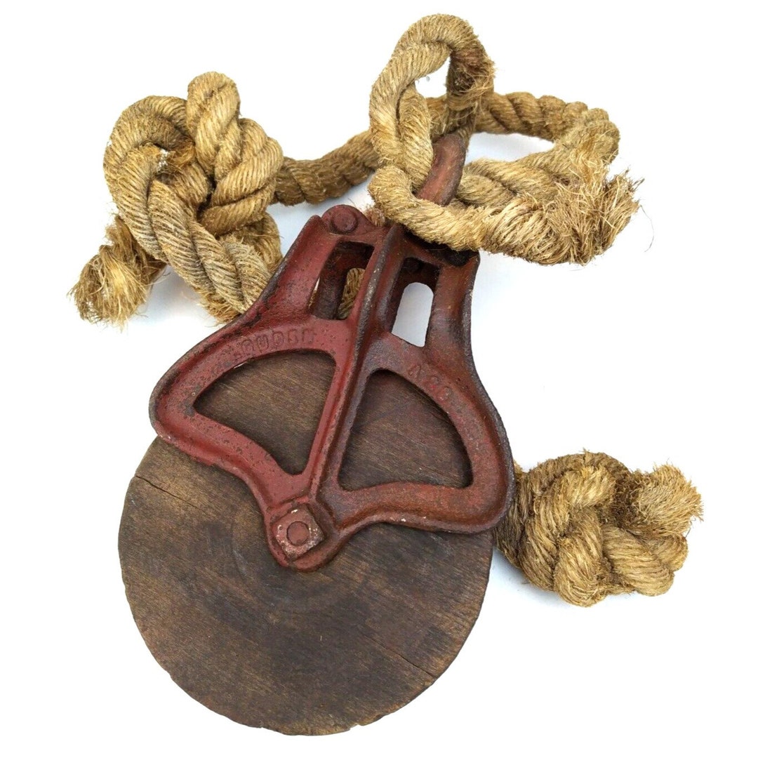 Antique Louden A23 Cast Iron & Wood Barn Pulley Old Farm Primitive Hay ...