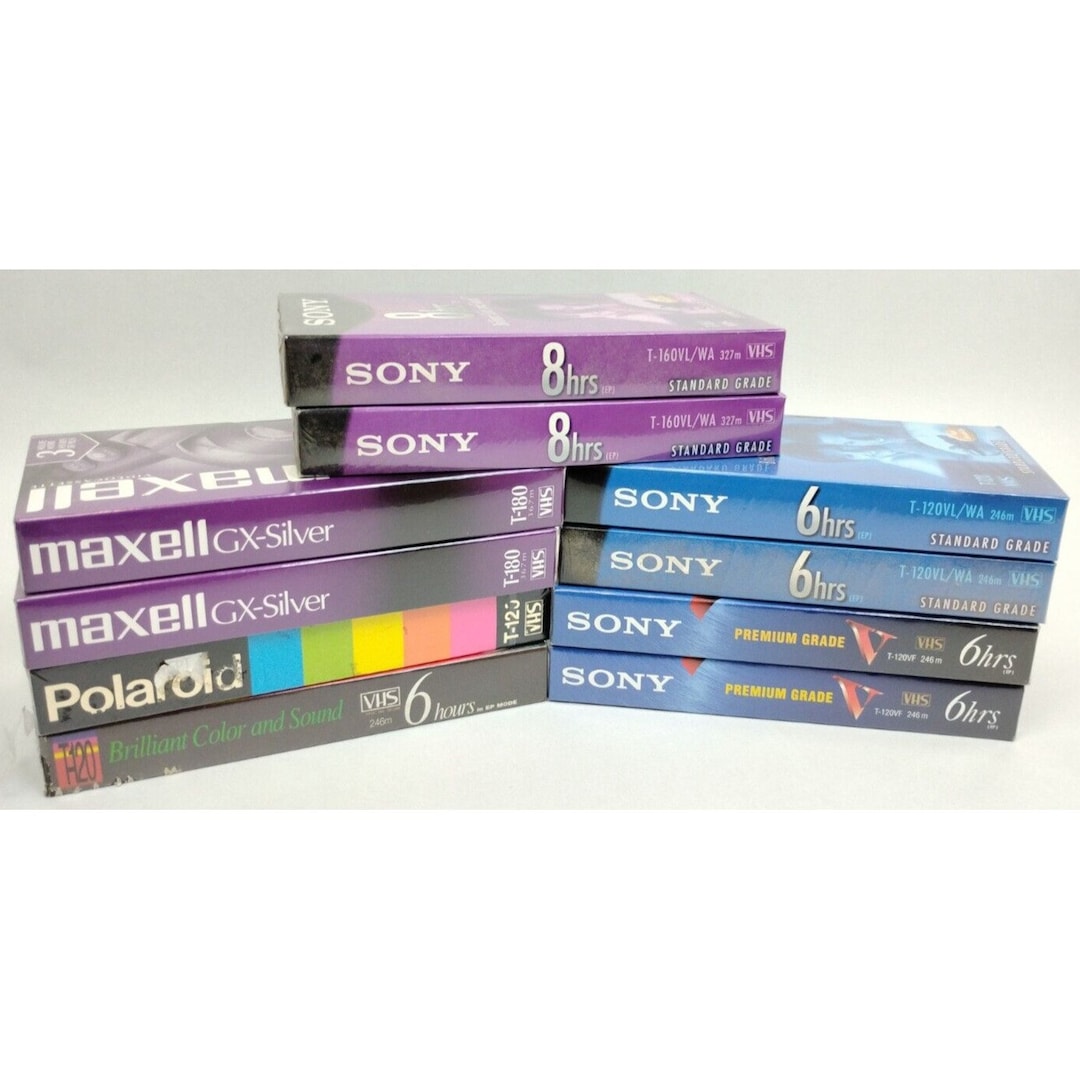 10 Sony/maxell NOS VHS Blank Video Cassette Tapes Sealed T-120/T-160/T ...