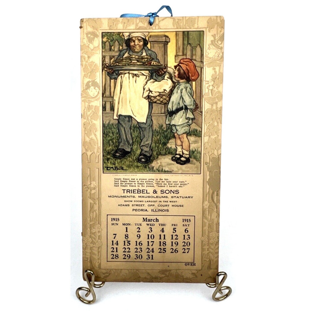 1915 Advertising Calendar Peoria IL Clara Burd Illustrations Nursery ...