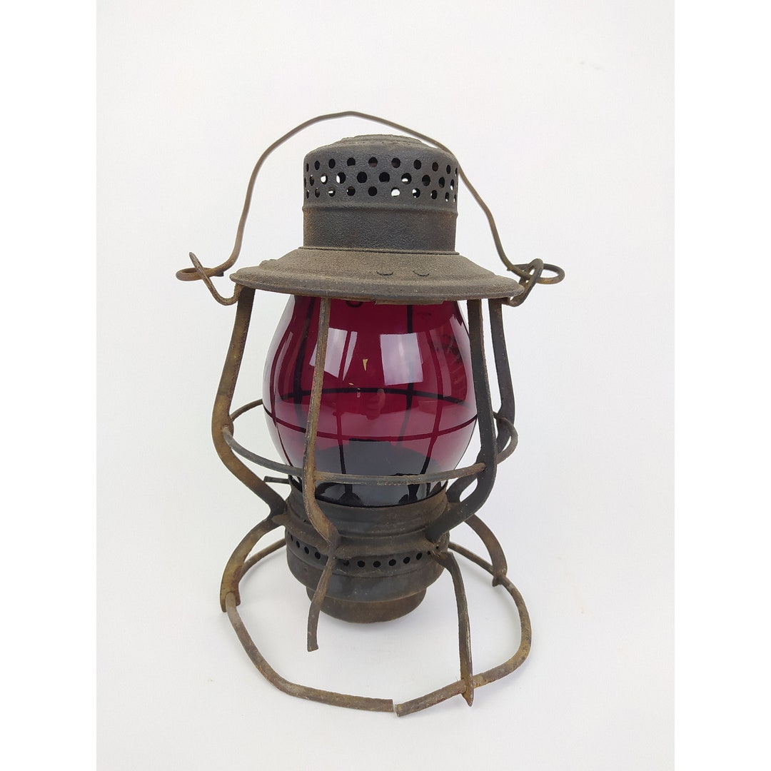 Antique Keystone 39 Pennsylvania Lines Red Glass Globe Railroad Lantern ...