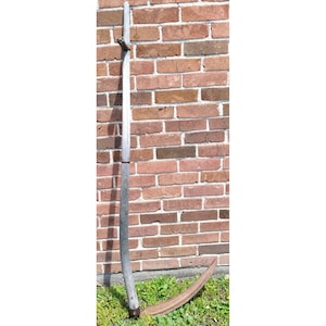 Antique Scythe 61" Wood Curved Snath Handle 20" Blade Grim Reaper ...