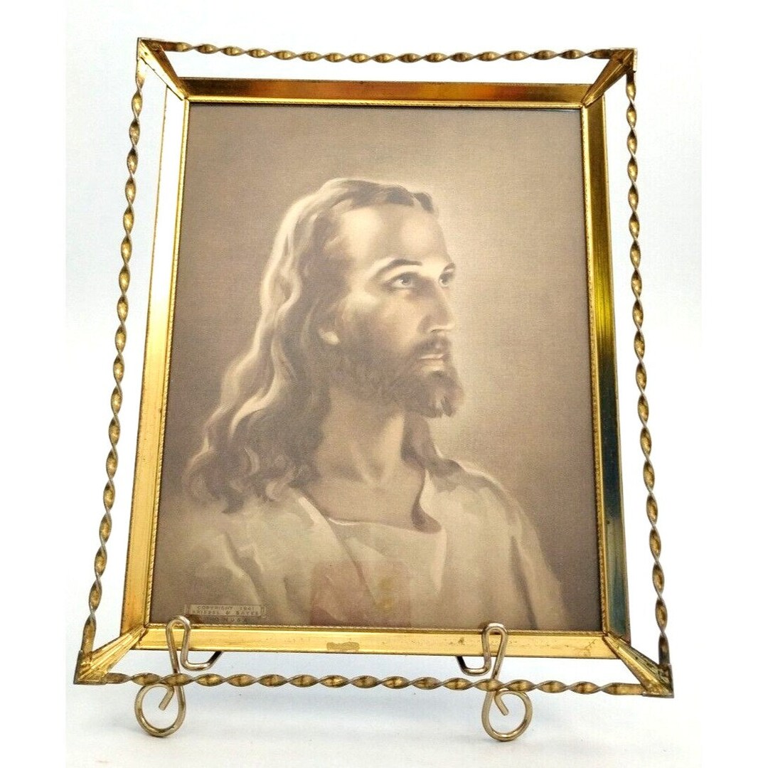 1940 Kriebel & Bates Warner Sallman Jesus Christ 8x10" Lithograph Gold ...