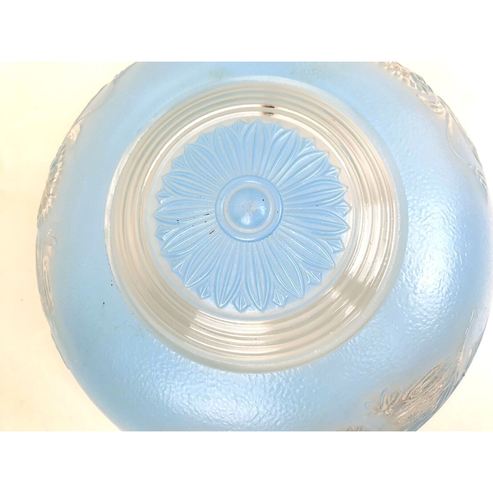 10" Glass Ceiling Light Shade Blue/clear Flower Accents Art Deco ...