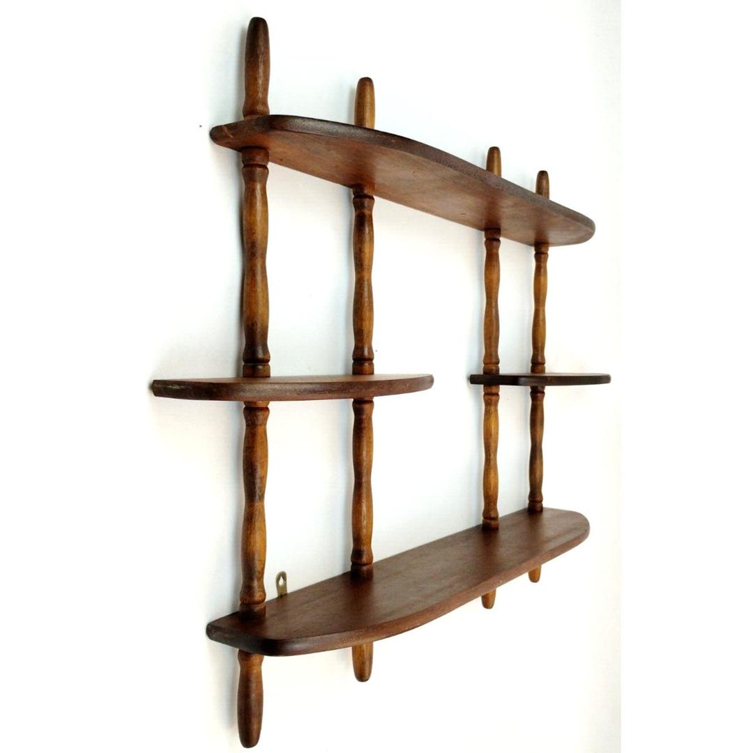 Solid Wood Spindle Wall Shelf Knick Knack Trinket Display 25x19 3 Tier ...