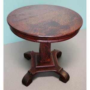 Antique Solid Tiger Oak Round Pedestal Side Table Heavy 24" Dia&tall ...