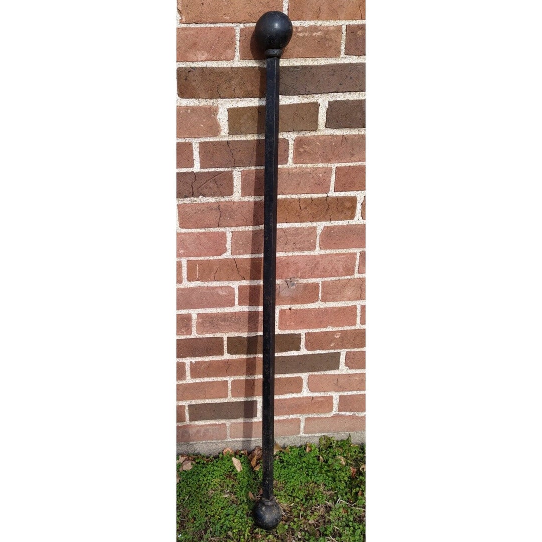 Antique Cast Iron Andiron Cross Bar Double Ball Finial 4ft Hearth ...