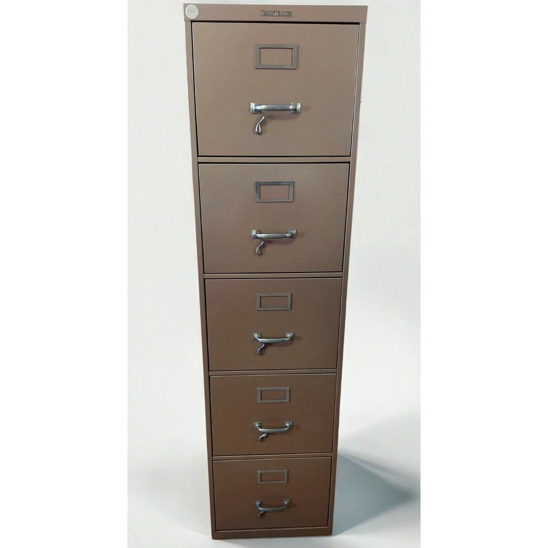 1963 Shaw Walker Automatic File 5 Drawer 38" Metal Filing Cabinet RARE ...