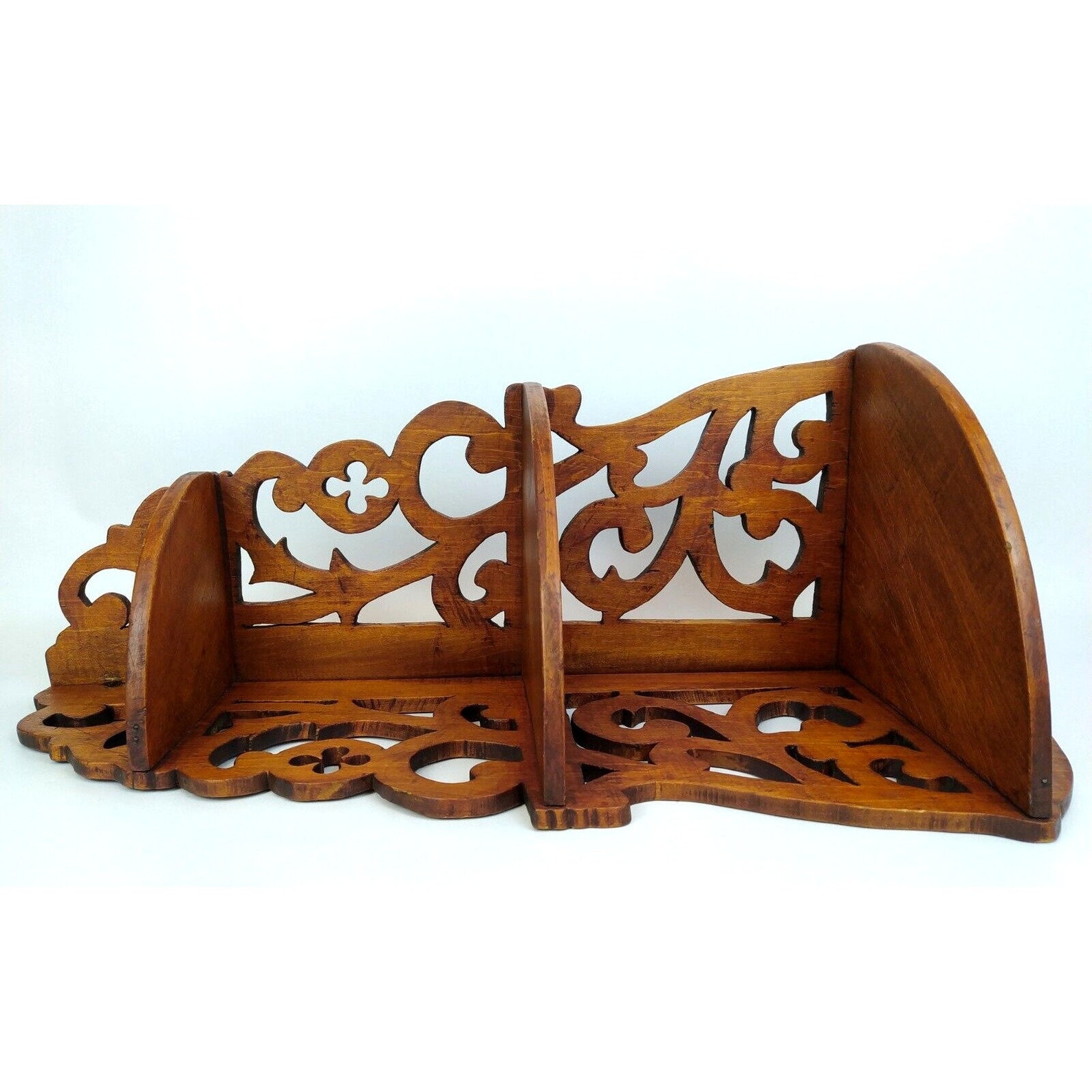Ornate Corner 3 Tier Hanging Wall Shelf 30 Wood Scrolls Handmade ...