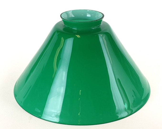 Murano Emerald Green Glass Lamp Shade Student Banker 9.5 D 2.5 Fitter ...