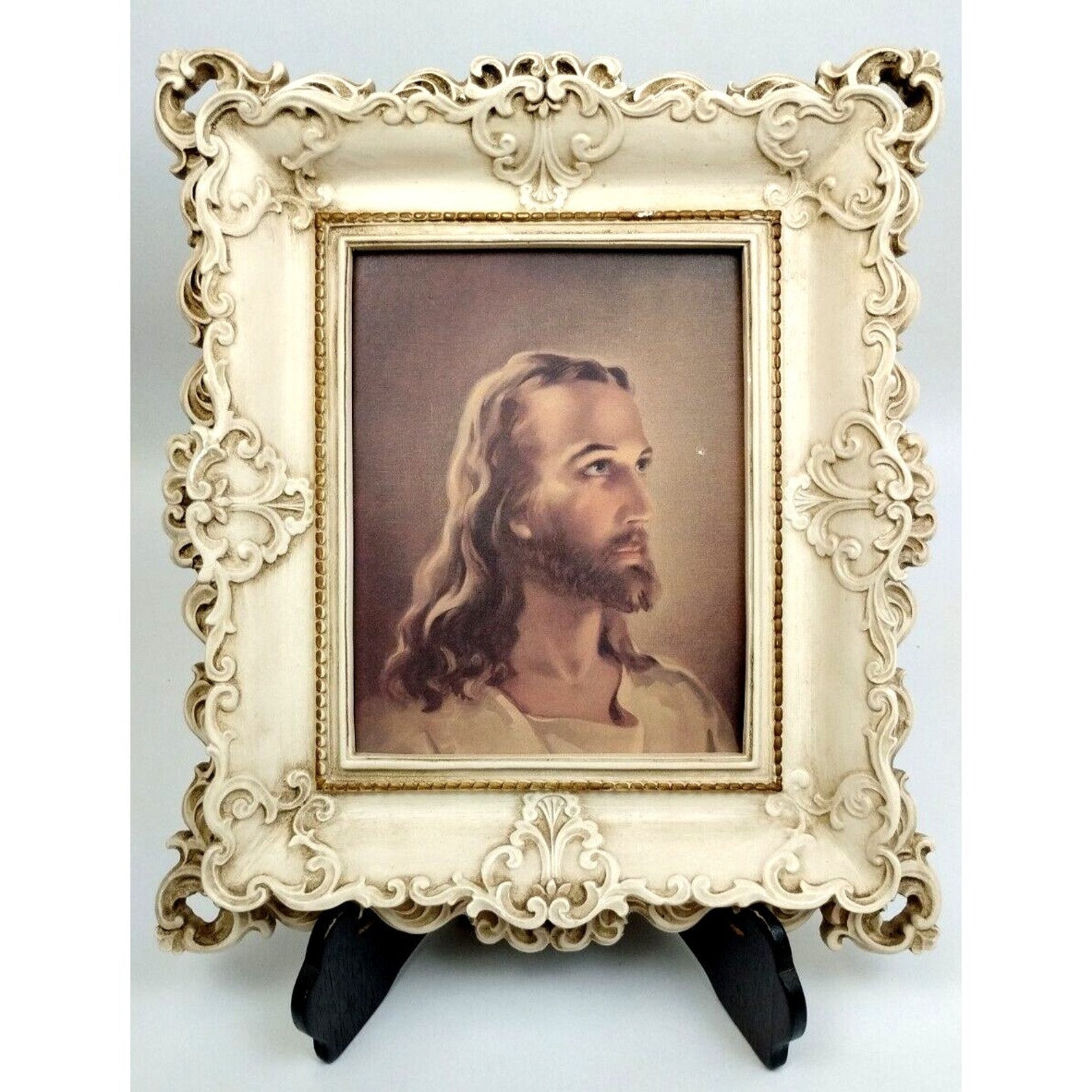 1959 American Statuary Kriebel & Bates Ornate Framed Jesus Christ Print ...