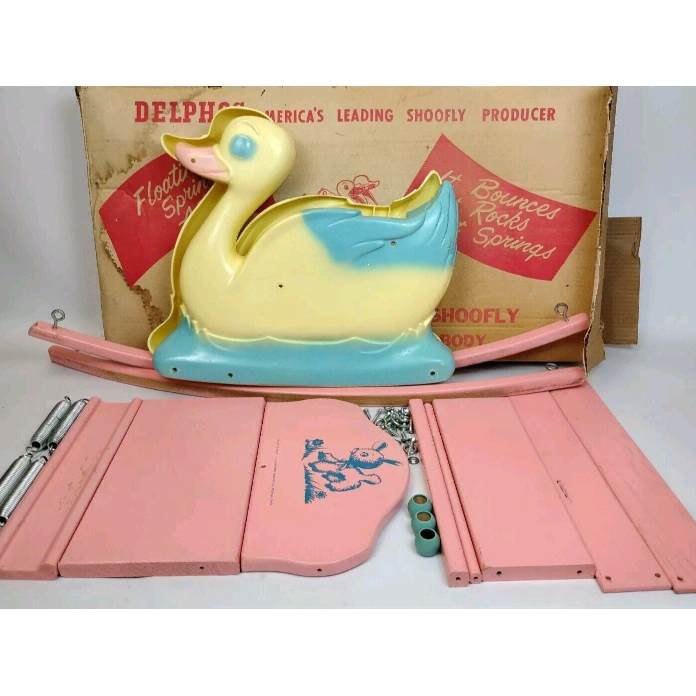 NOS Delphos Bending Duck Shoofly Baby Spring Bouncer Rocker Mid Century ...