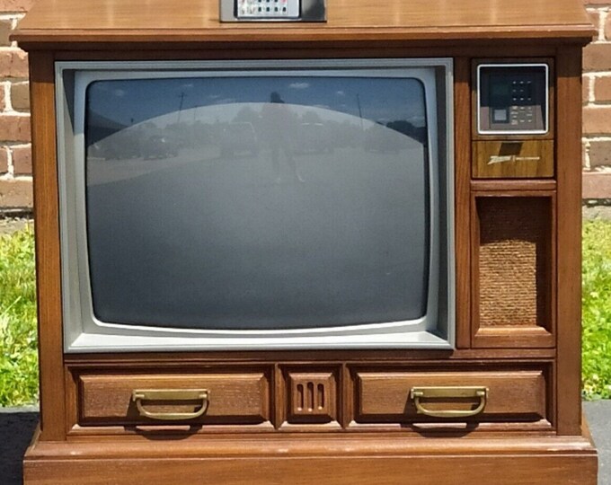 1986 Zenith Space Command Color Wood Console Television Tv/remote ...