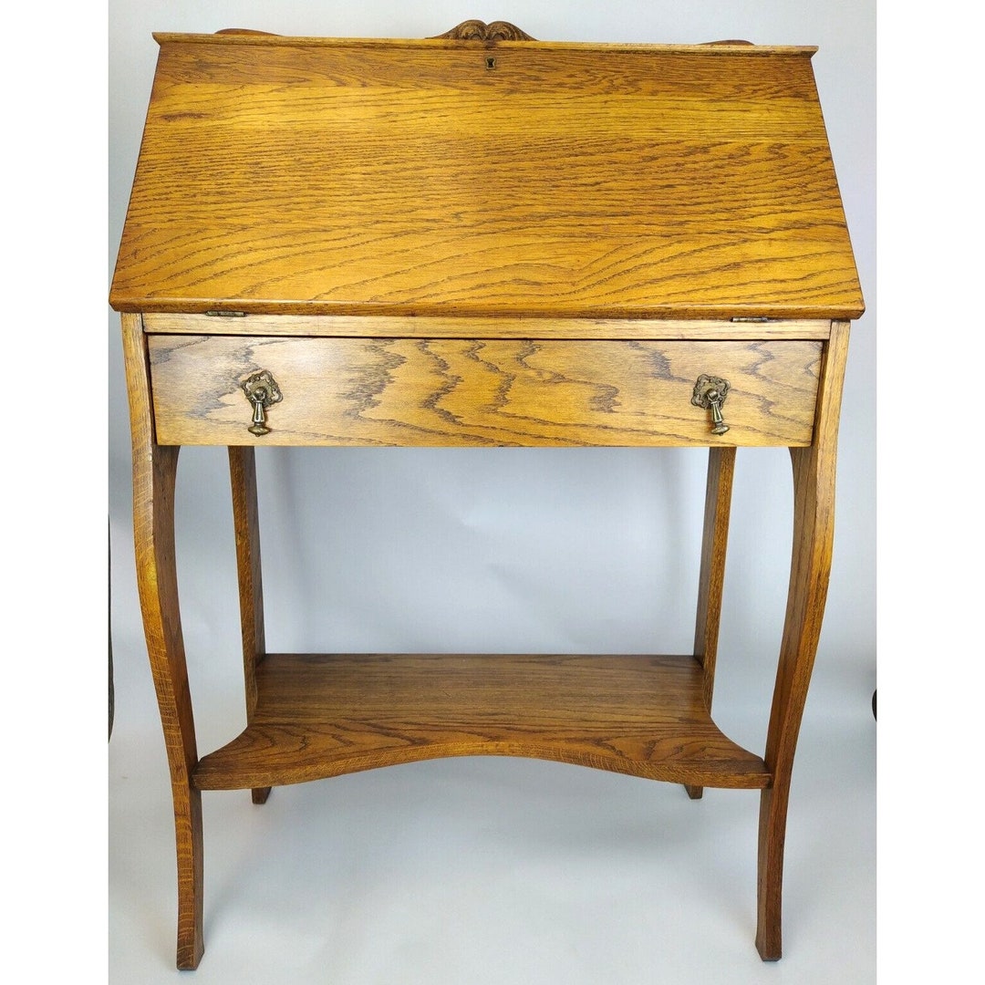 Antique Larkin Golden Oak Drop Front Secretary Desk W/drawer ...