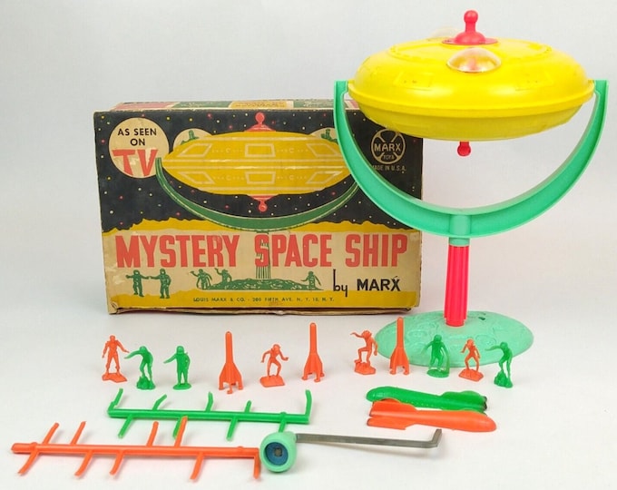 1960's Vintage Marx Mystery Spaceship W/original Box & Alien Figures ...
