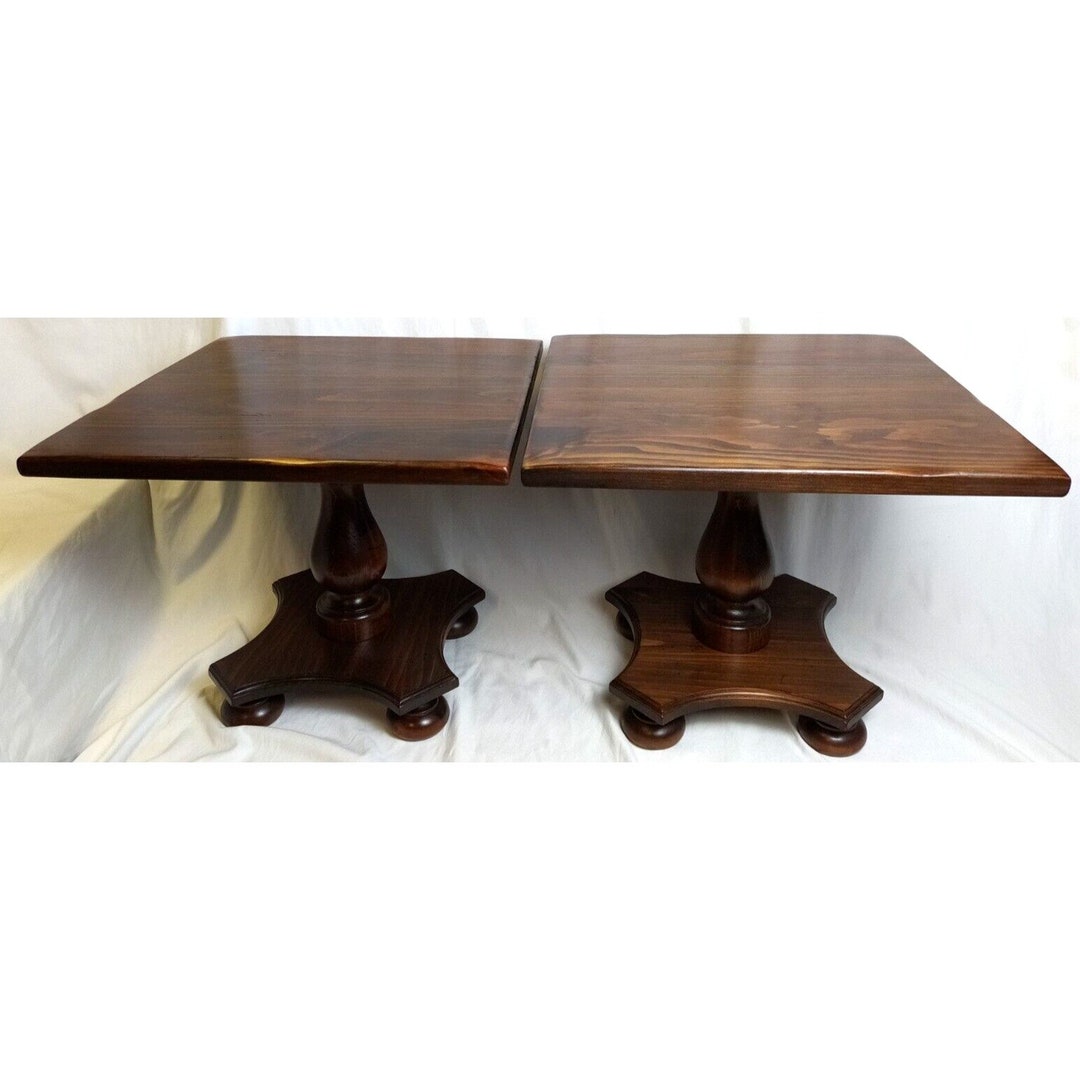 Ethan Allen Old Tavern Antiqued Pine Square Pedestal End Table Pair 12 ...