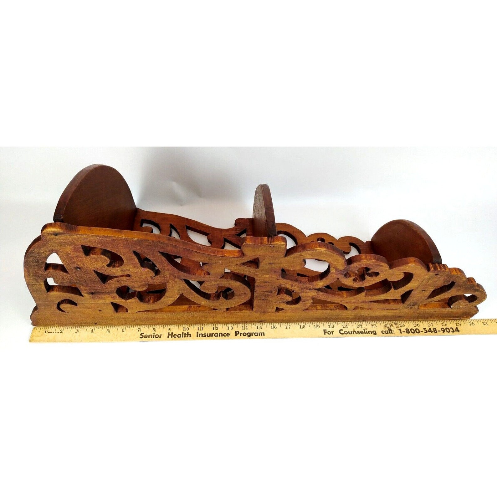 Ornate Corner 3 Tier Hanging Wall Shelf 30 Wood Scrolls Handmade ...