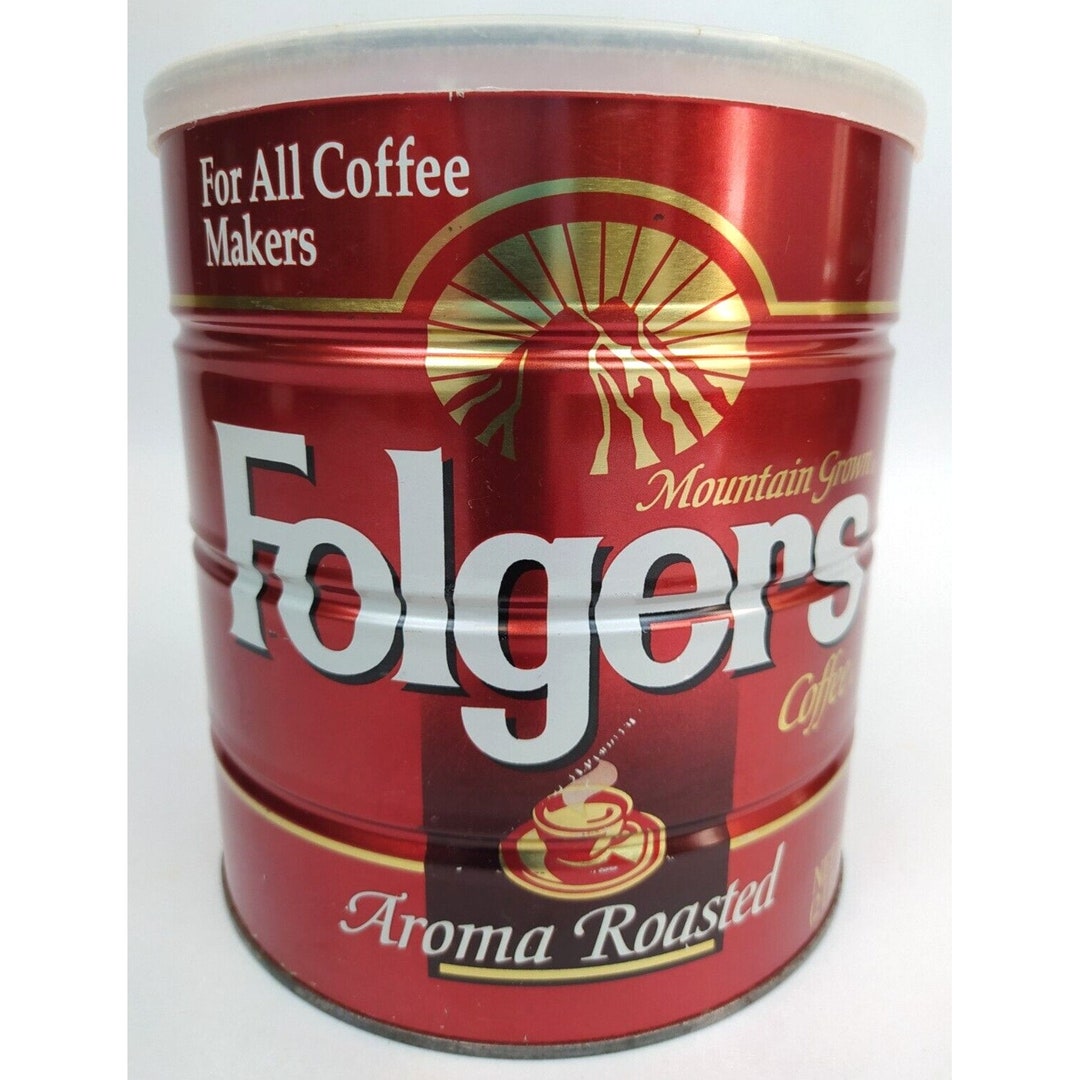 1993 Folgers Coffee Can Aroma Roasted Automatic Drip 39oz W/lid CLEAN ...