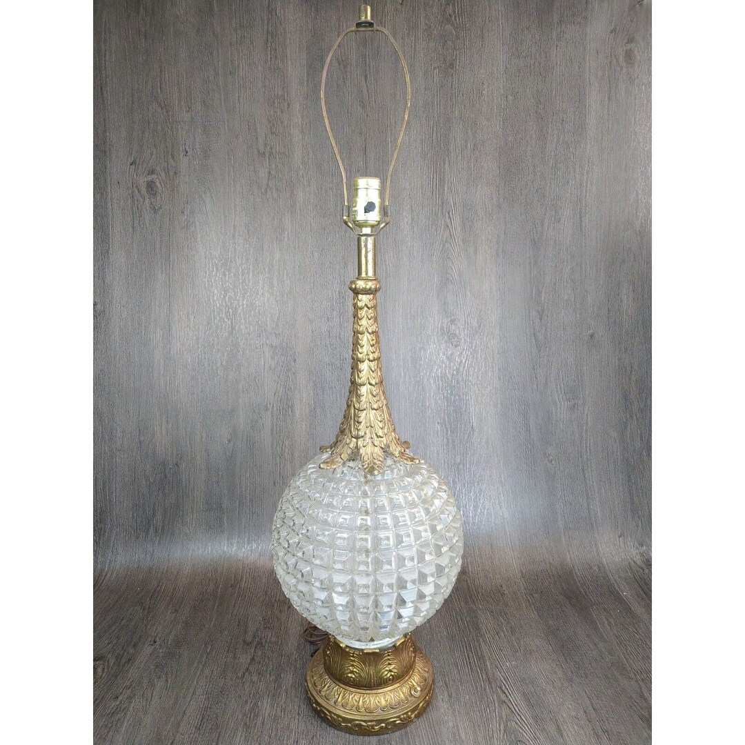 Honi Chilo Ice Cube Cut Glass Globe 3ft Table Lamp Hollywood Regency Mid Century - Etsy