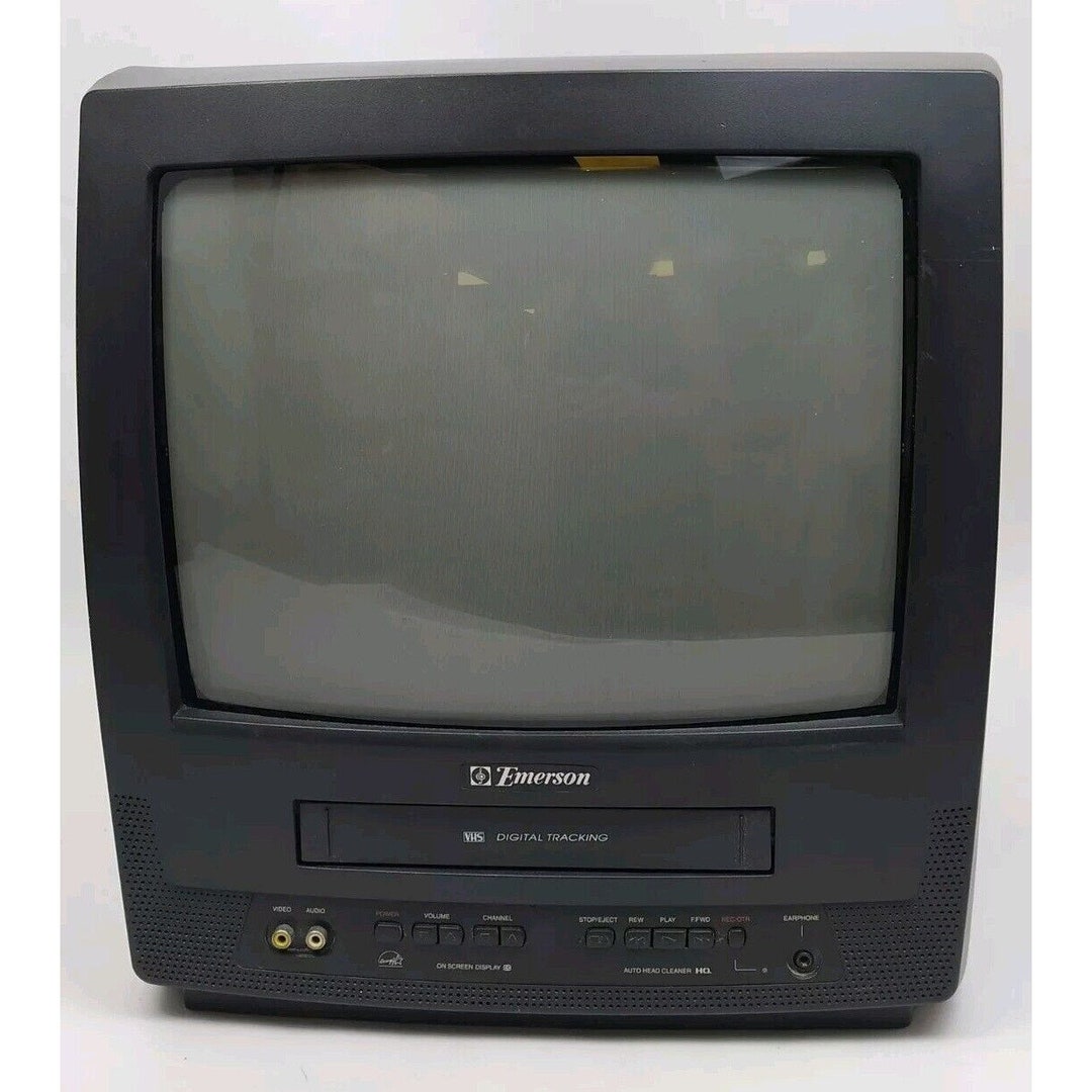 2002 Emerson EWC1302 13 TV VCR VHS Combo Front A/V Retro Gaming Working ...