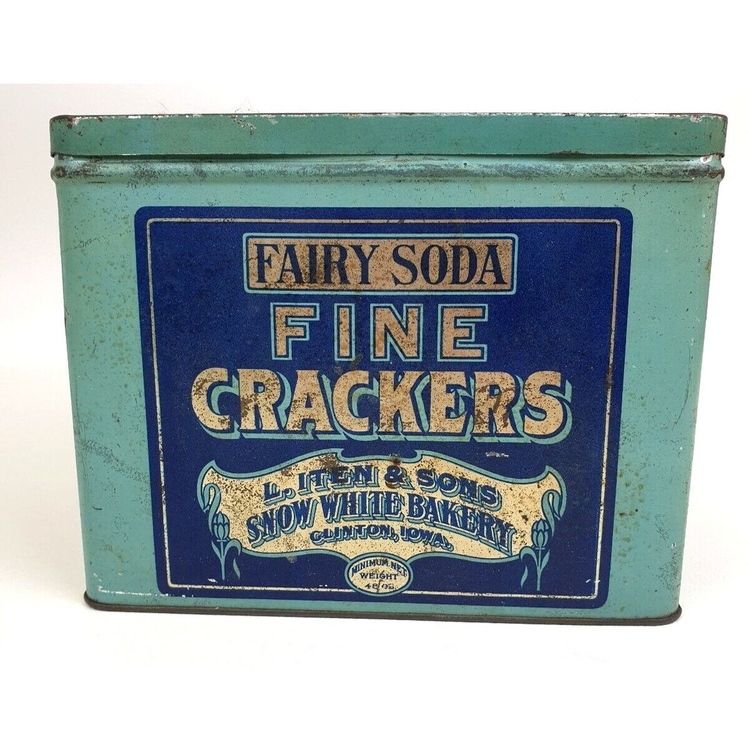 Vintage Fairy Soda Fine Crackers Tin Iten Biscuit Co Snow - Etsy