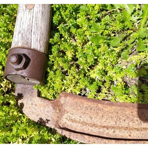 Antique Scythe 61" Wood Curved Snath Handle 20" Blade Grim Reaper ...