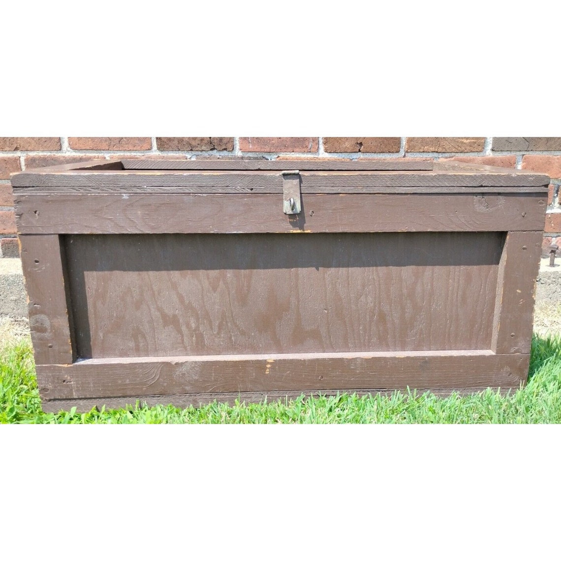 Large Handmade Wooden Box Blanket Chest W/hinged Lid Ammo Crate Coffee ...