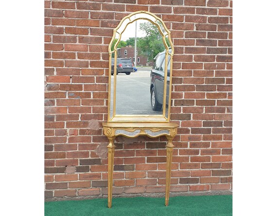 Ornate Gold Hall Mirror & Console Table Set Italy Hollywood - Etsy