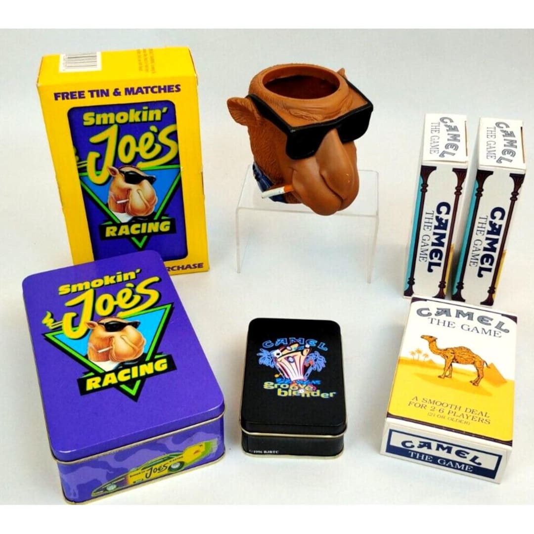 NIB 90s Smoking Joes Joe Camel Cigarette Card Game Coozie Matches & Tin ...