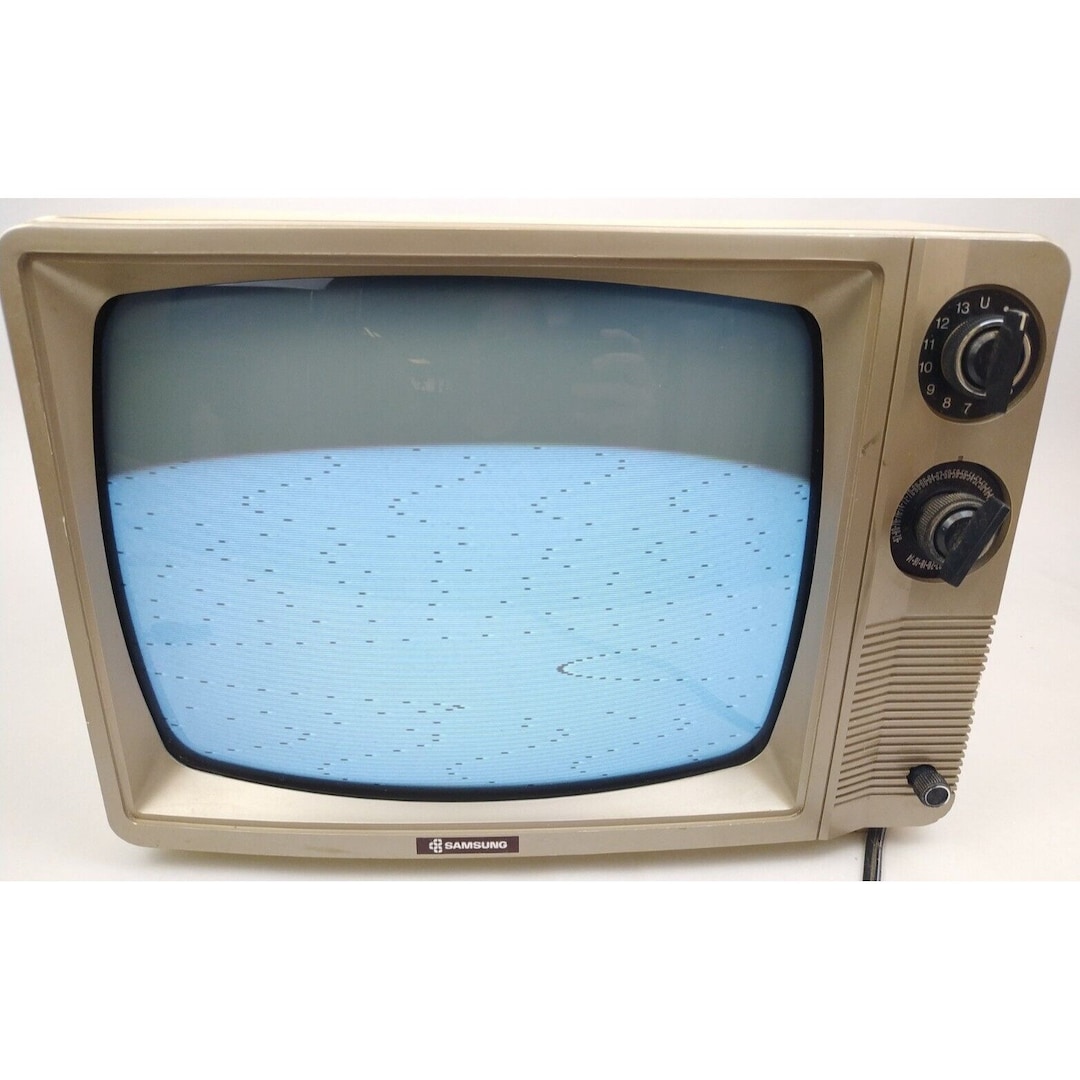 1985 Samsung 12" Portable Dial CRT B&W TV BT307MR Retro Gaming 12v ...