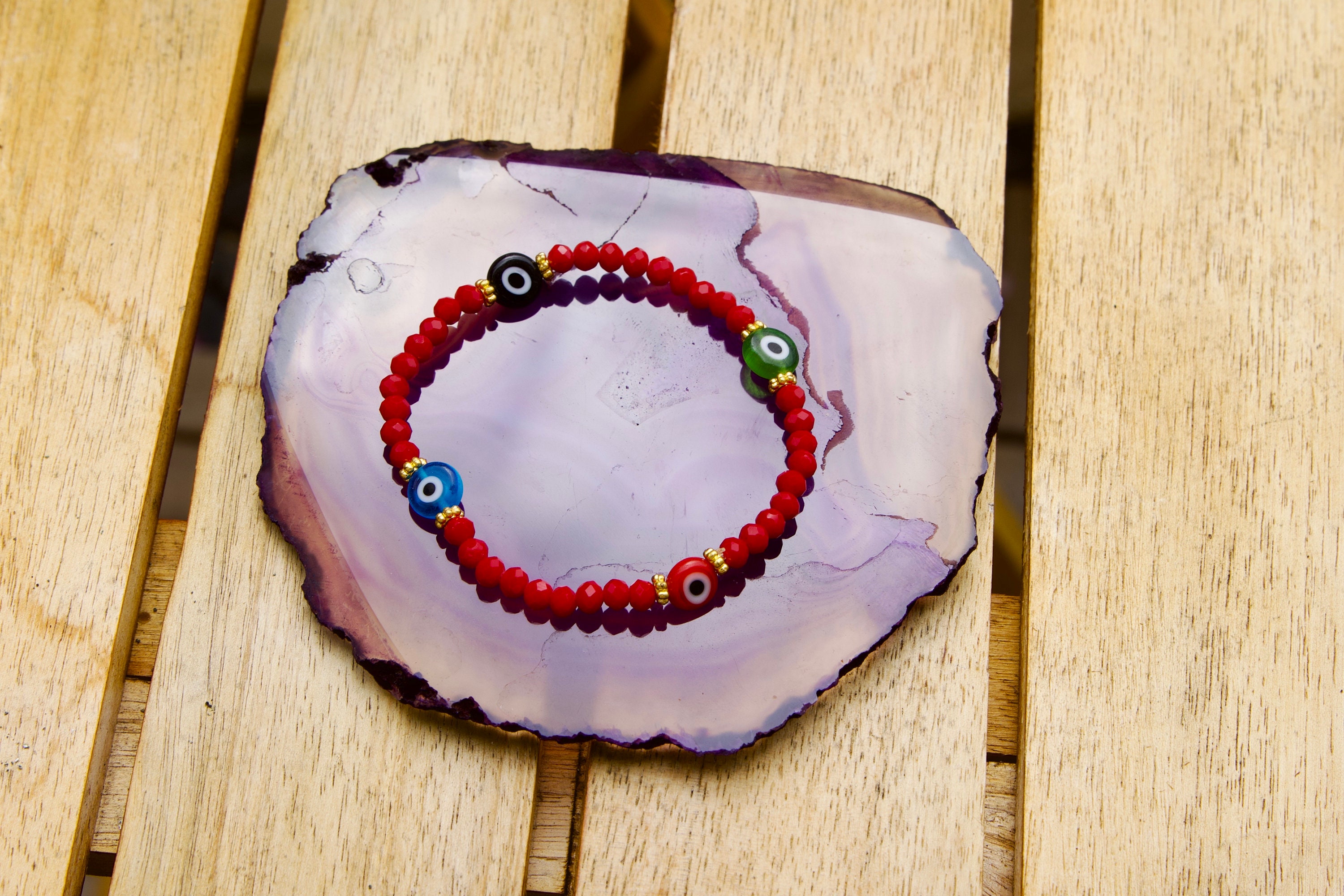 Evil Eye Beaded Bracelet, Protection Eye Bracelet, Stretch Beaded Third ...