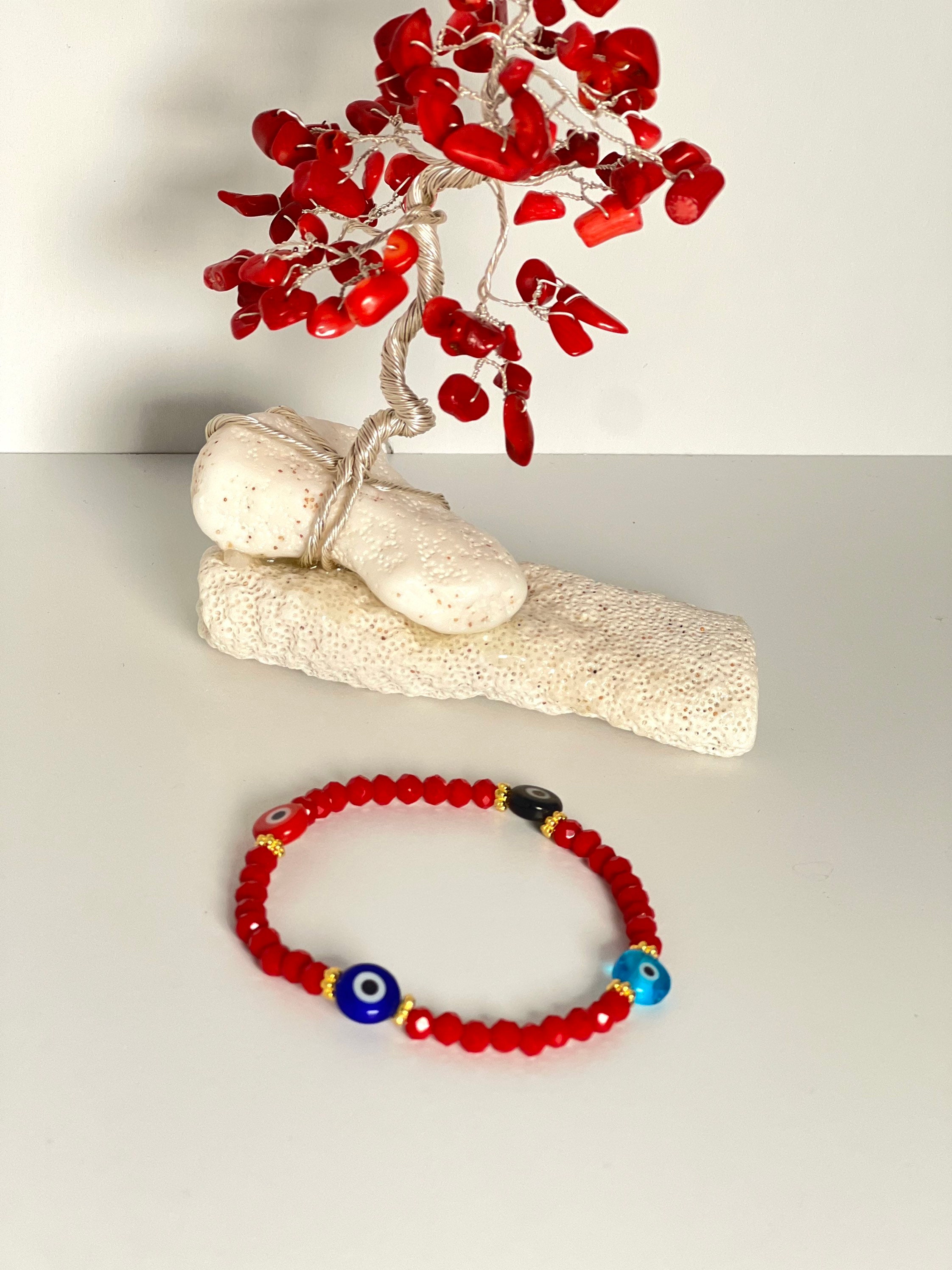 Evil Eye Beaded Bracelet, Protection Eye Bracelet, Stretch Beaded Third ...