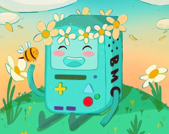 BMO 5 X 7 Print adventure Time Drawing, Art, Artwork, Cartoon, Decor ...