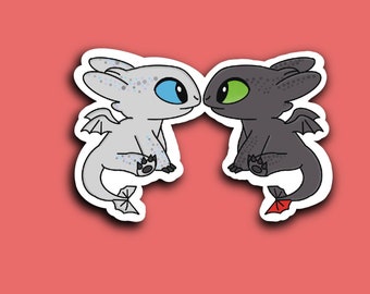 Toothless and Light Fury Sticker - Etsy