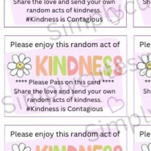 Printable Random Act of Kindness Cards, RAOK, Kindness is Contagious ...