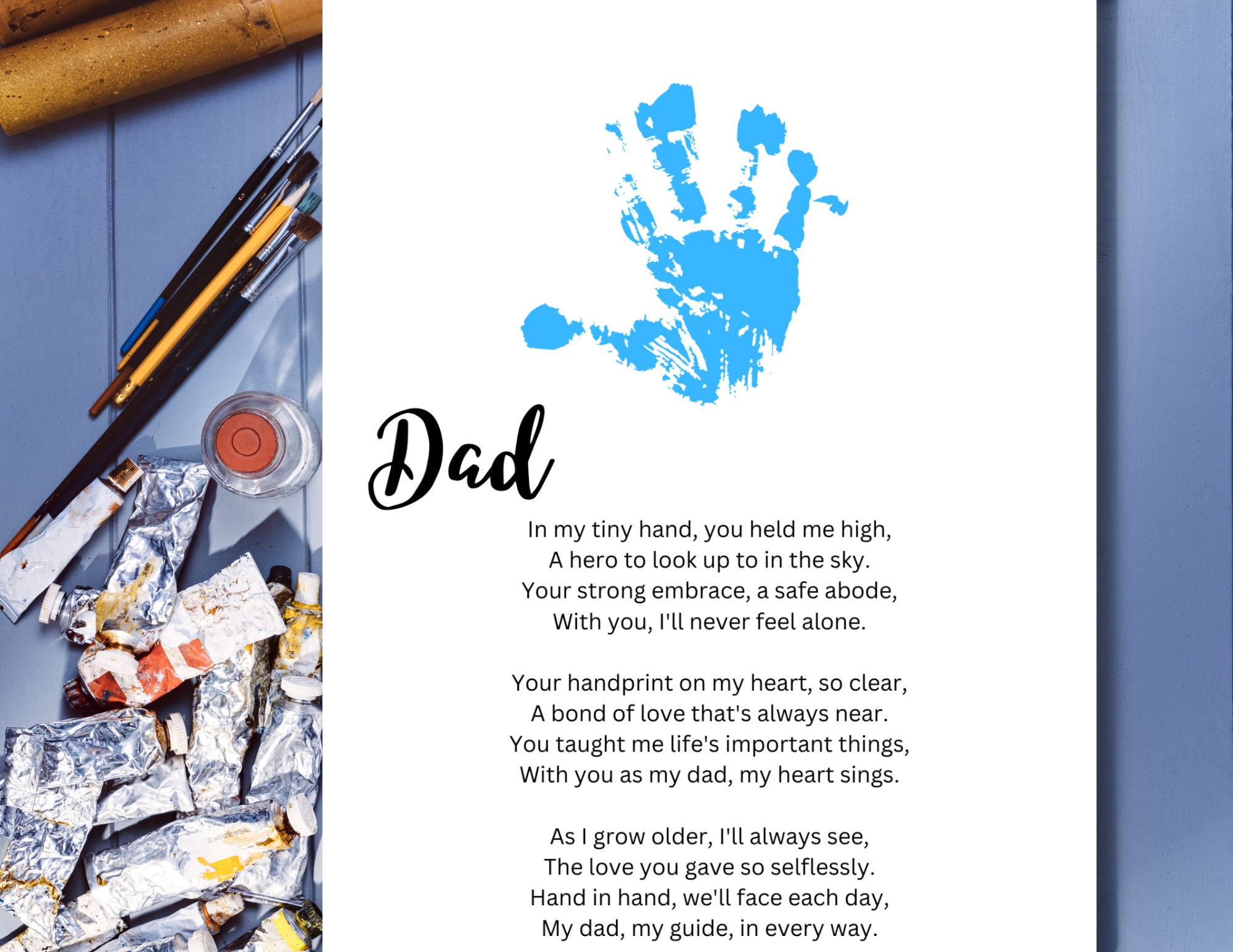 Hand Print Poem for Dad Daddy Printable Add Own Hand Print - Etsy