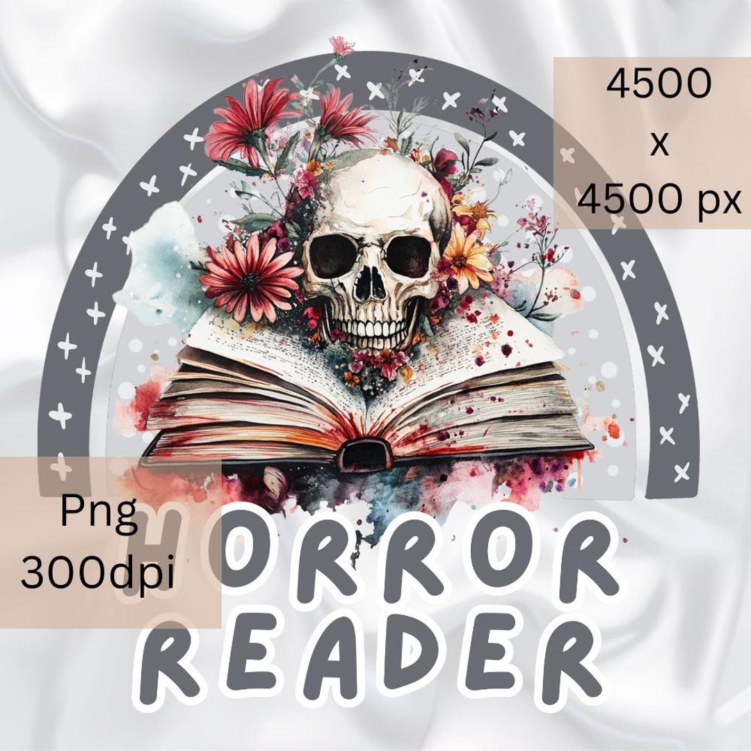 Horror Reader Skull PNG, Books Printable (digital Download) - Etsy