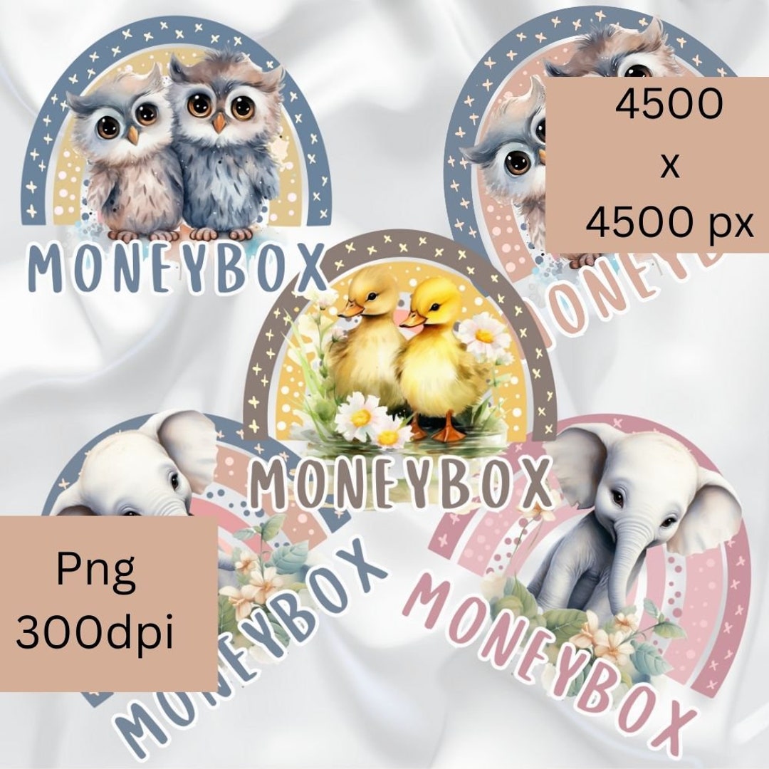 Money Box Pngs, 5 Money Box Designs, Elephants Boy and Girl, Owls Boy ...