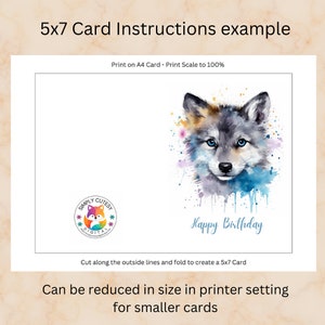 Printable Birthday Card, Wolf Birthday Card, Card Instant Download ...